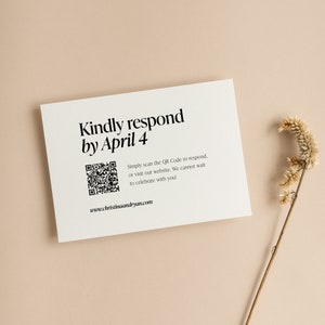 RSVP QR Code Insert Card, Ultra Minimalist Response Card, Scan ...
