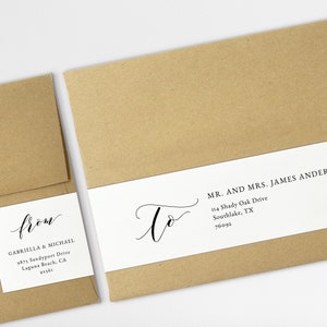 Calligraphy Wraparound Envelope Label Template, Wrap Around, Please Deliver to Label, DIY ...