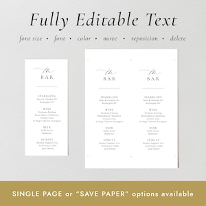 Classic Minimalist Bar Menu Template, the Drinks List, Serif Menu ...