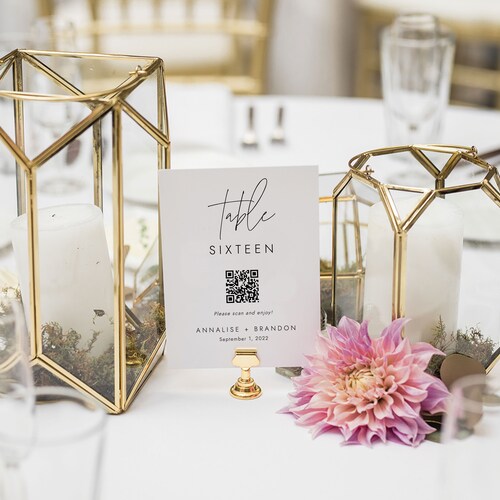 Modern Table Numbers With QR Code Printable Link Guests to - Etsy