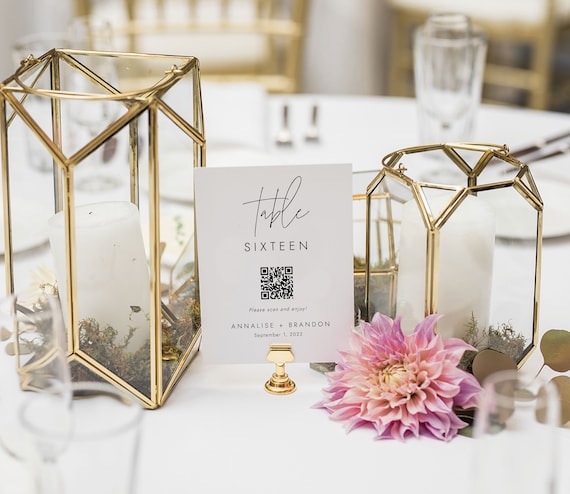 Modern Table Numbers With QR Code Printable Link Guests to - Etsy
