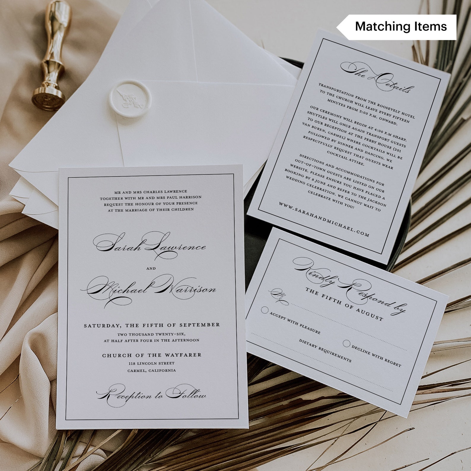 Elegant Guest Attire Insert With QR Code, Color Palette Card, Dress ...