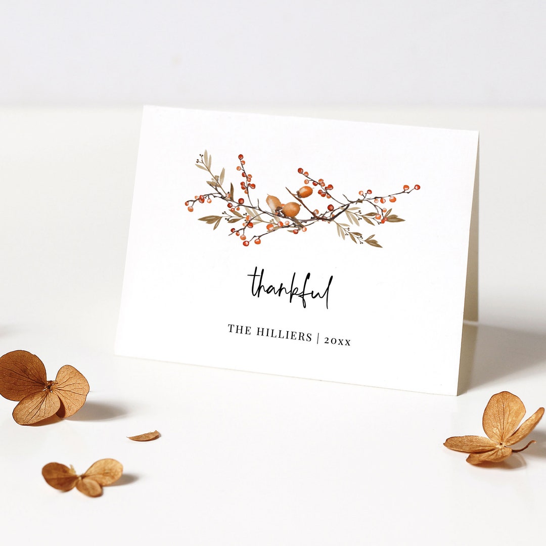 Thanksgiving Greeting Card, Fall Watercolor Printable Cards, Folded ...