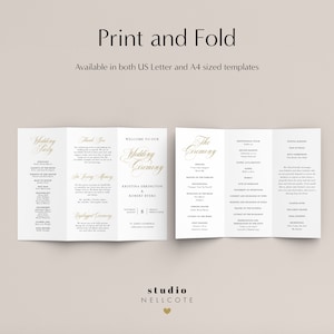 Gold Tri Fold Wedding Program Template - Trifold Program, Great for ...