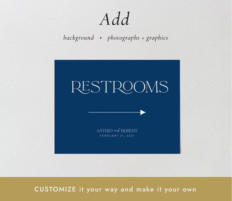 Restrooms This Way Sign, Wedding Restrooms Printable, Modern Luxe ...