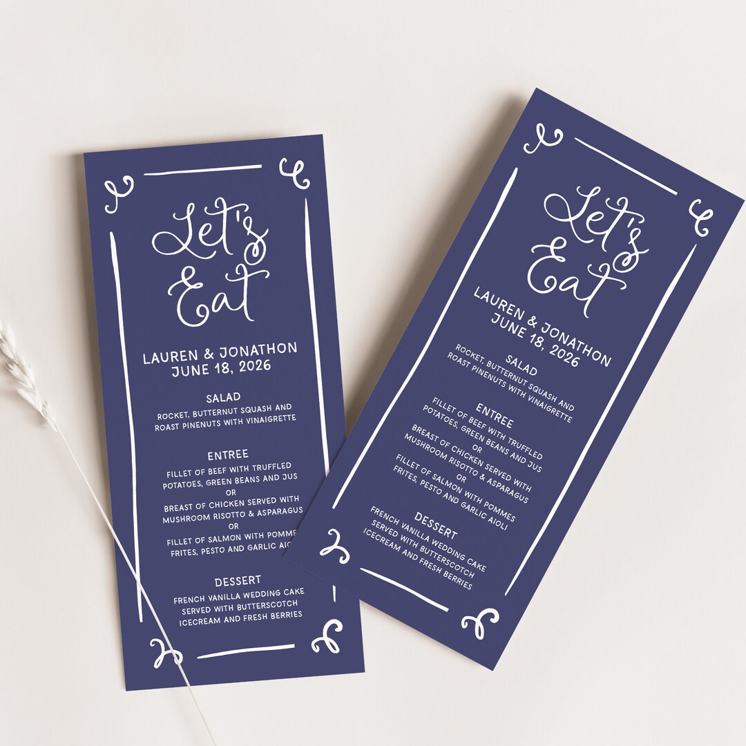 Hand Drawn Wedding Menu, Curly Scribble Frame Template, Wavy Quirky ...
