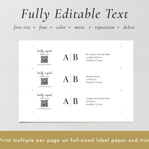 Modern Initials QR Code Wraparound Envelope Label Template, Monogram ...