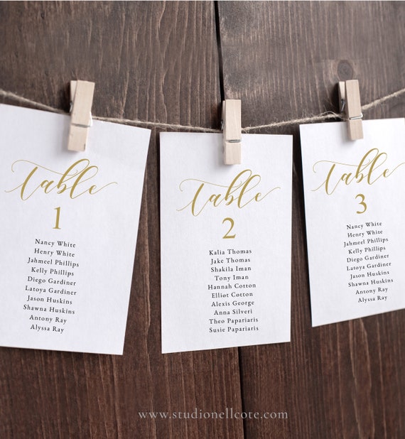 Gold Seating Cards Table Allocation Gold Hanging Card - Etsy