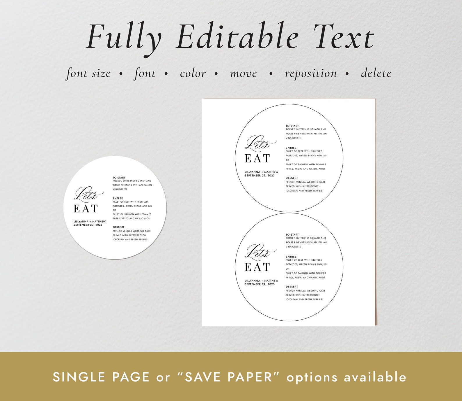 Round Menu, Let's Eat Menu, Circular Menu, Unique Round Menu Template ...