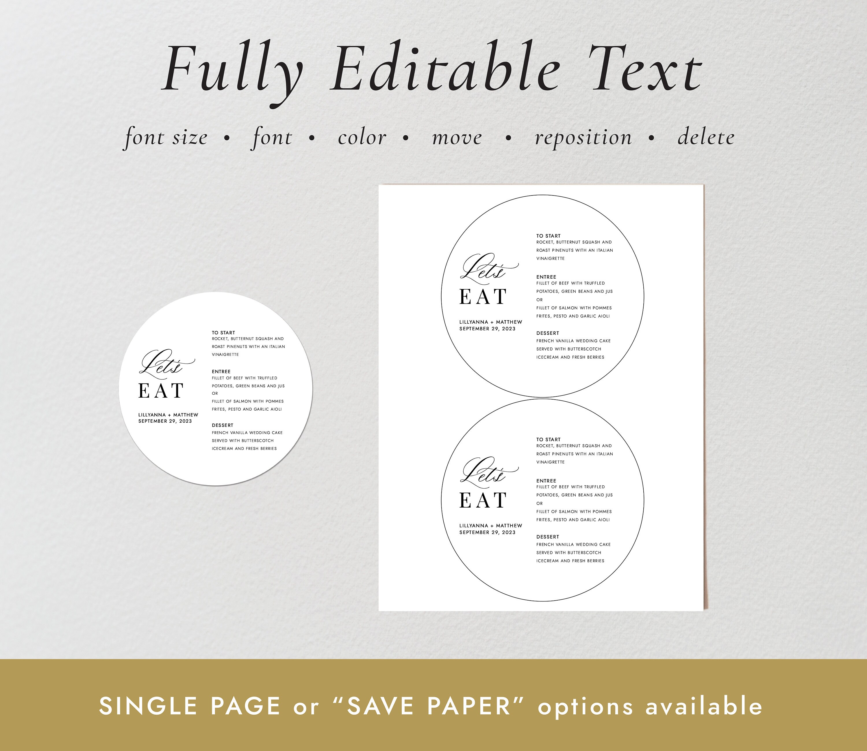 Round Menu, Let's Eat Menu, Circular Menu, Unique Round Menu Template ...