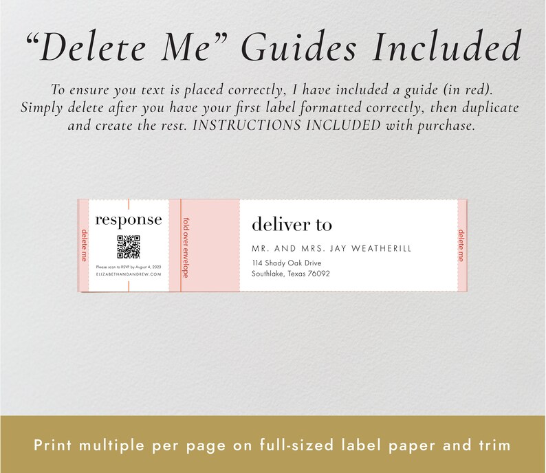 Modern Bold QR Code Wraparound Envelope Label Template - Etsy