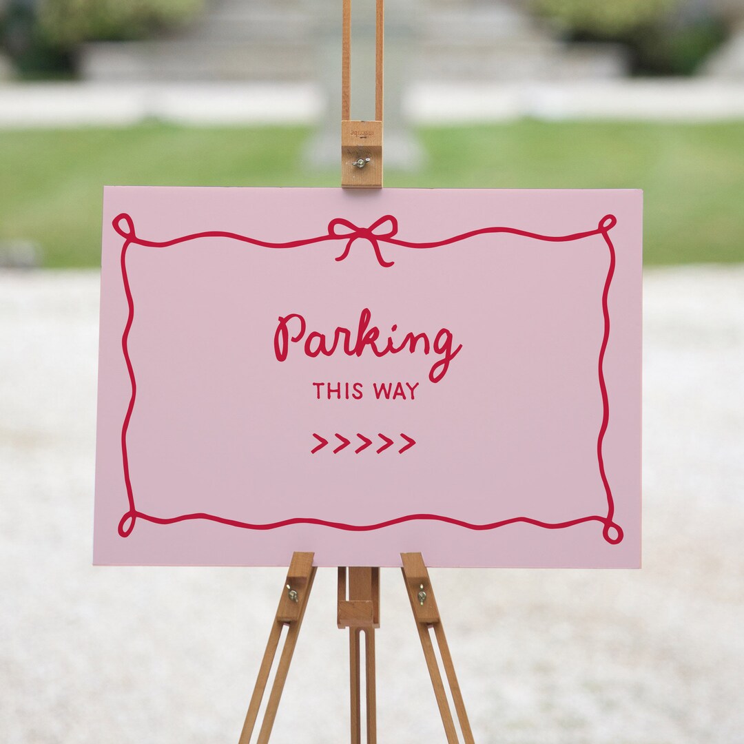 Bow Parking This Way Sign, Guest Parking Directions, Coquette Bow ...