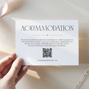 Accommodations Card With QR Code, Luxury Vintage Wedding Hotel ...