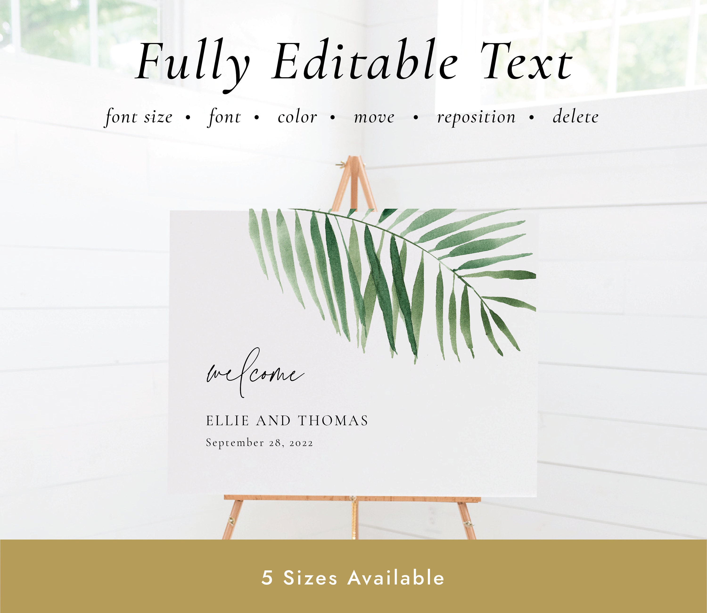Minimalist Tropical Wedding Welcome Sign Palm Leaves Welcome | Etsy