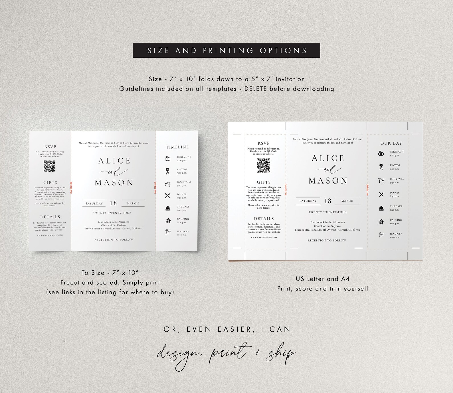 Classic Arch Gatefold Wedding Invitation QR Code Elegant - Etsy