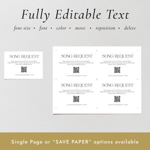 Modern Luxe Song Request Card With QR Code, Mr DJ Insert Card Insert ...