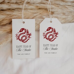 Classic Year of the Snake Gift Tag, Happy Chinese New Year 2025 Gift ...