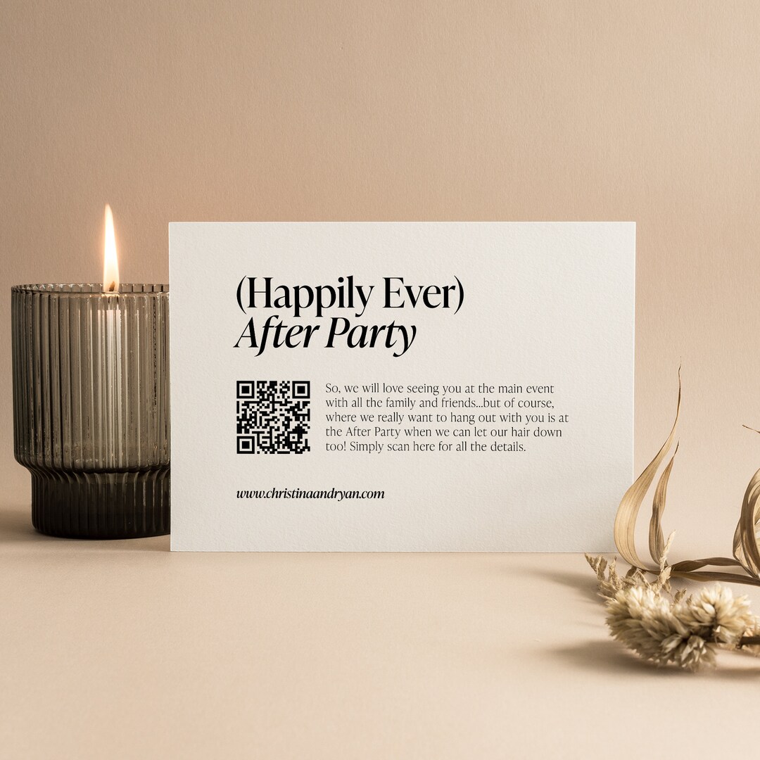 After Party Insert With QR Code, Wedding After Party Invite, Happily ...