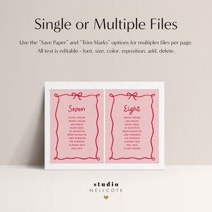 Bow Seating Card Chart, Whimsical Wedding Seating Cards, Wavy Hand ...