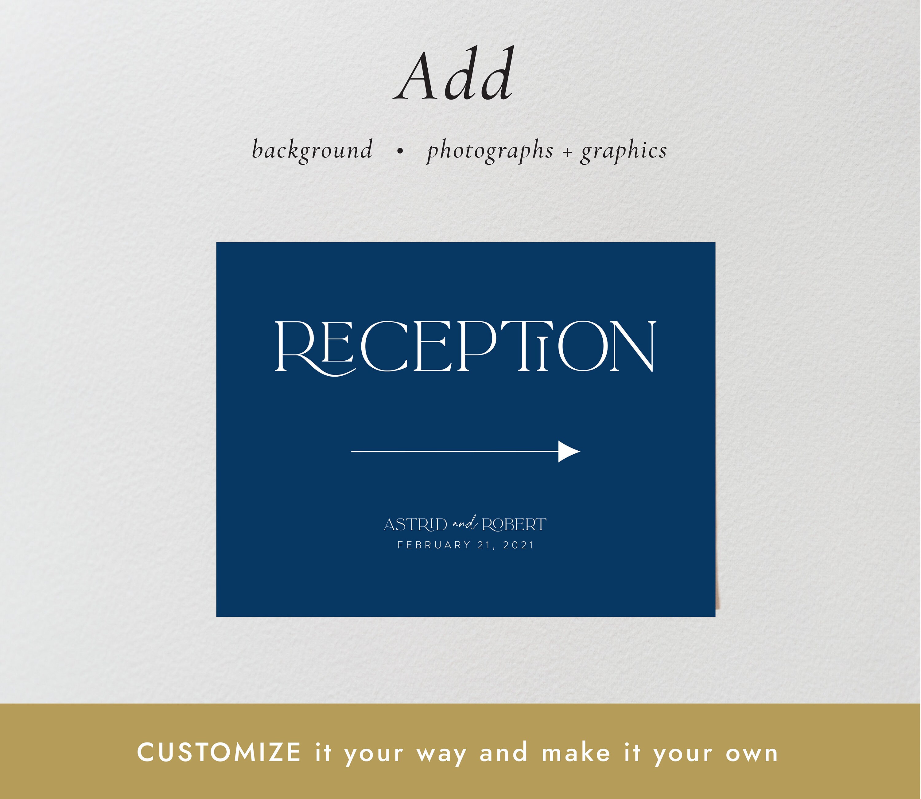 Reception This Way Sign, Modern Luxe Wedding Reception Printable ...