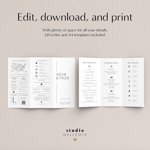 Chic Wedding Infographic Tri Fold Program, Wedding Schedule, Wedding ...