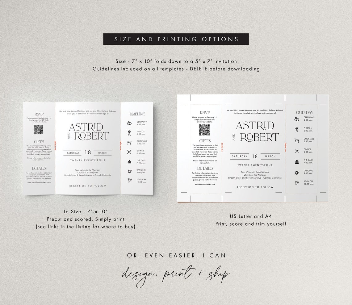 Modern Luxe Gatefold Wedding Invitation With QR Code - Etsy