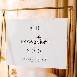 Reception This Way Sign, Monogram Wedding Reception Printable, Wedding ...