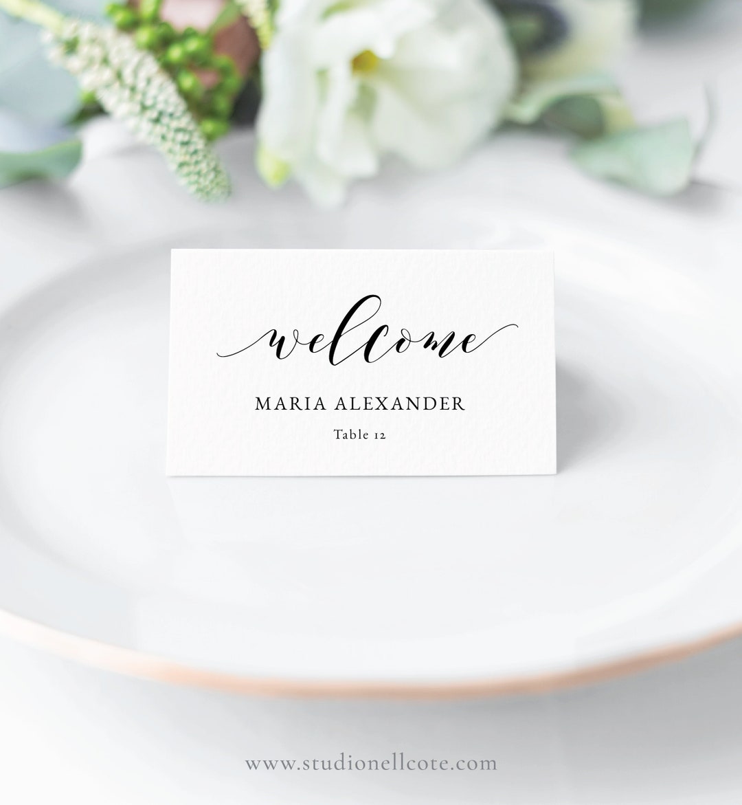 Welcome Place Card Template - Printable Wedding Name Card, Seating Card ...