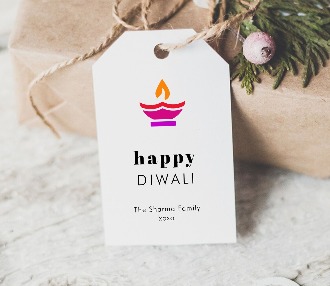 Diwali Gift Tags Editable Deepawali Gift Tags Indian - Etsy India