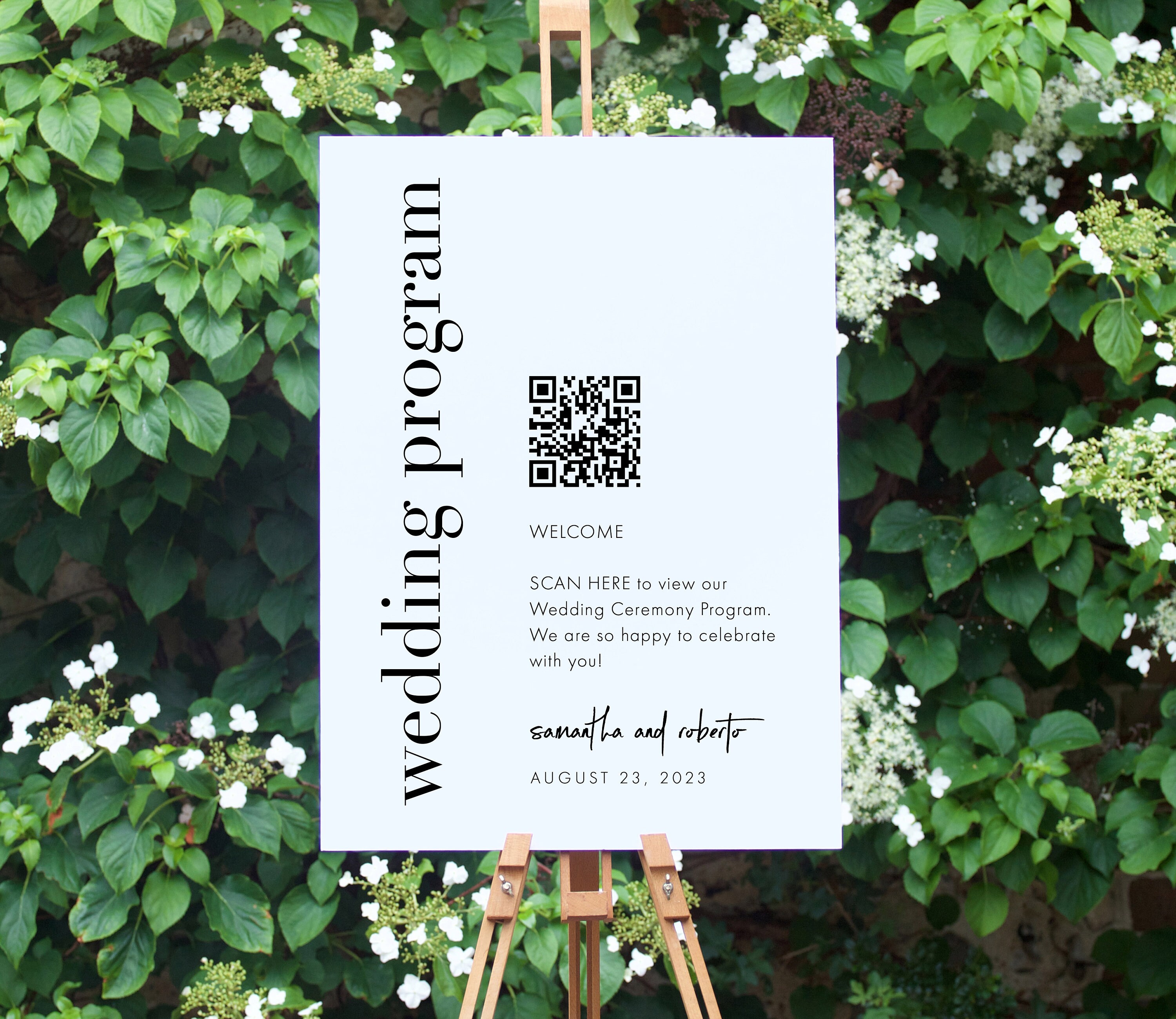 Please Scan QR Code Wedding Program Sign Modern Bold QR for - Etsy ...