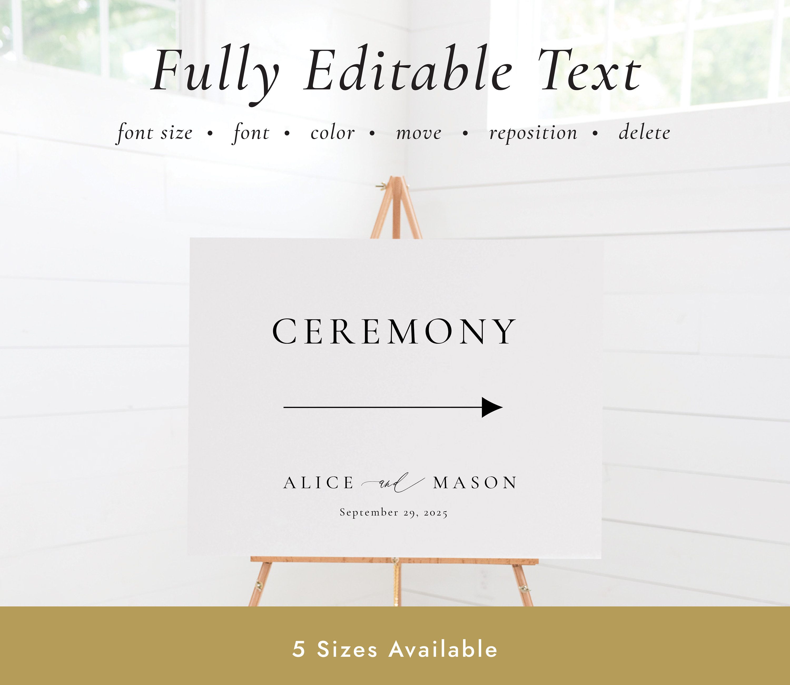 Ceremony This Way Sign Modern Bold Wedding Ceremony Sign - Etsy