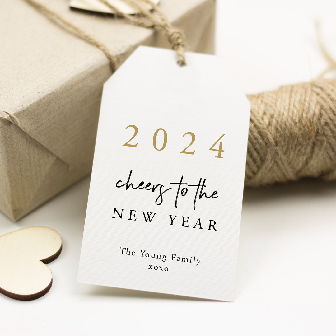 Modern Cheers to the New Year Gift Tag, Happy New Year 2024 Tag, HNY ...