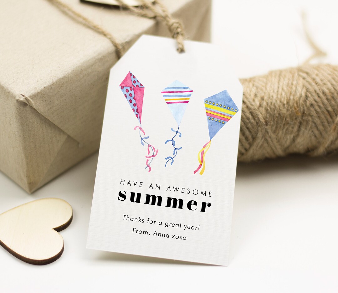 Watercolor Kites Summer Gift Tags, End of School Favor Tag, Have an ...