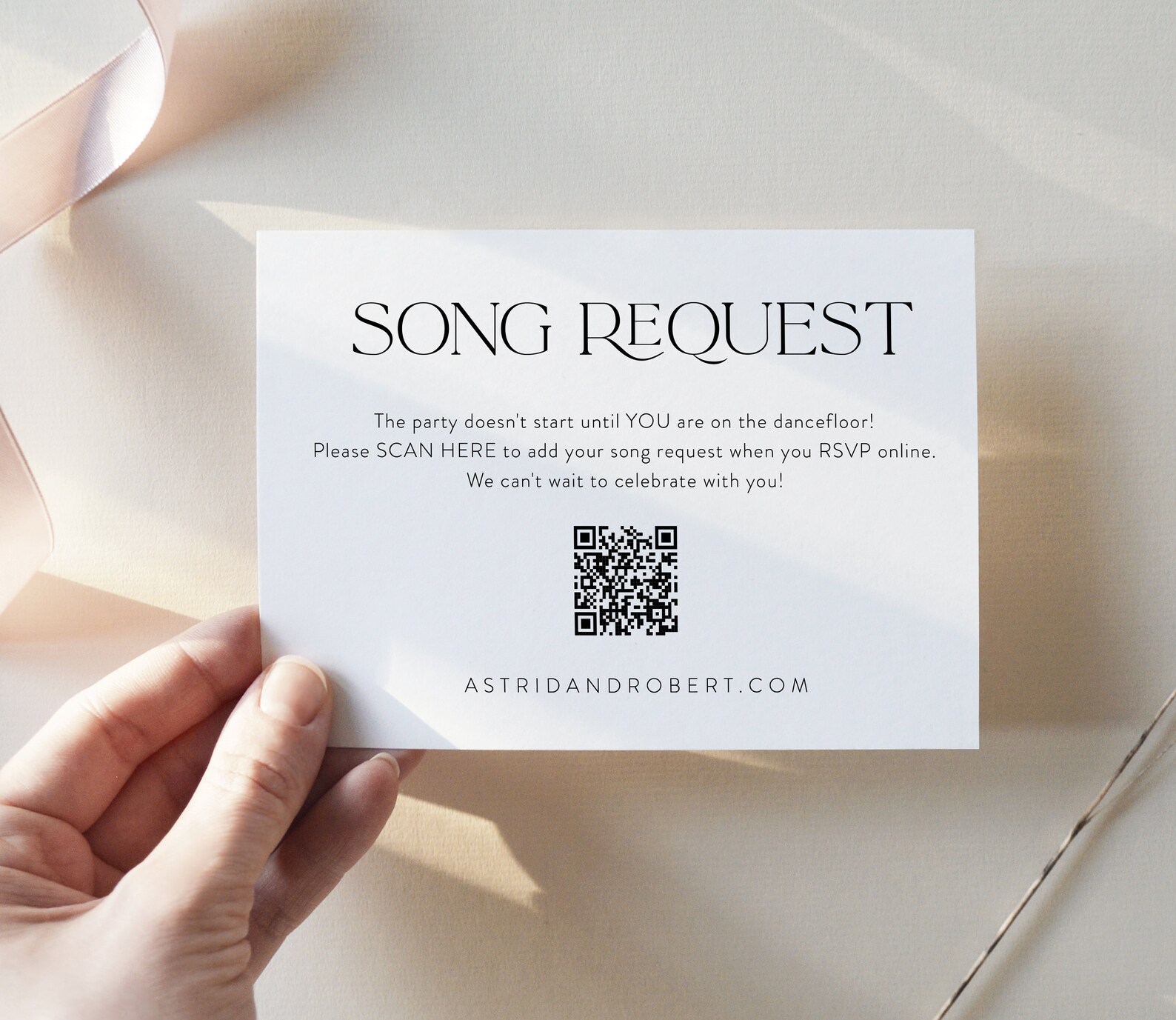 Modern Luxe Song Request Card With QR Code, Mr DJ Insert Card Insert ...
