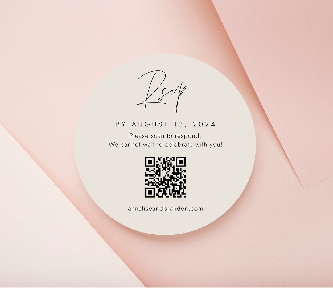 Minimalist Round RSVP With QR Code Insert, Response Enclosure, Respond ...