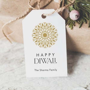 Gold Happy Diwali Gift Tags, Editable Deepawali Gift Tags, Diwali ...