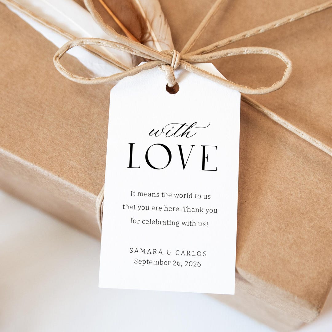 With Love Tag Template, Printable Wedding Favor Tags, Romantic ...