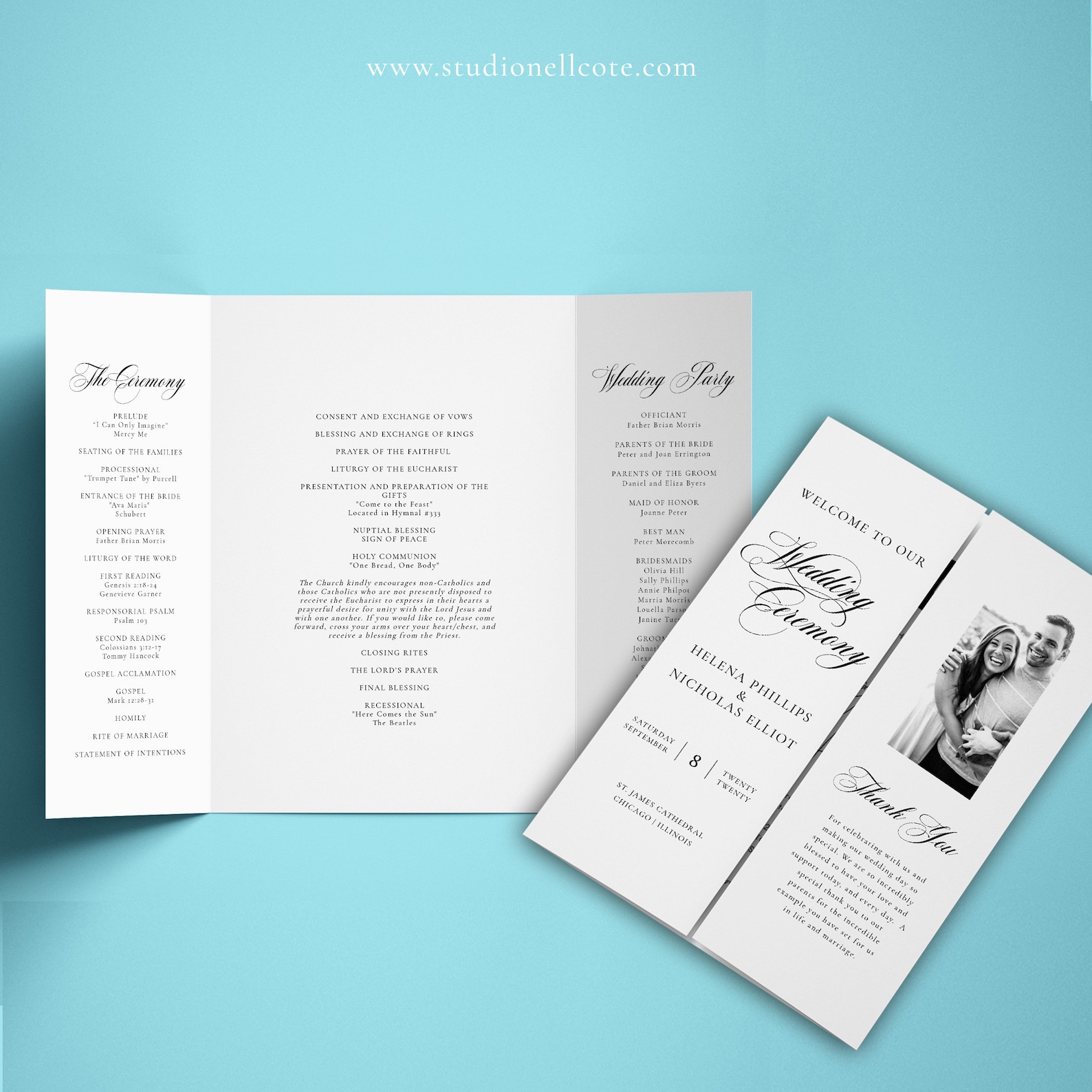 Gatefold Wedding Program Template Double Fold Program | Etsy