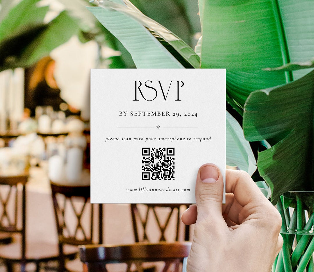 Vintage Square RSVP With QR Code Insert, Response Enclosure, Respond ...
