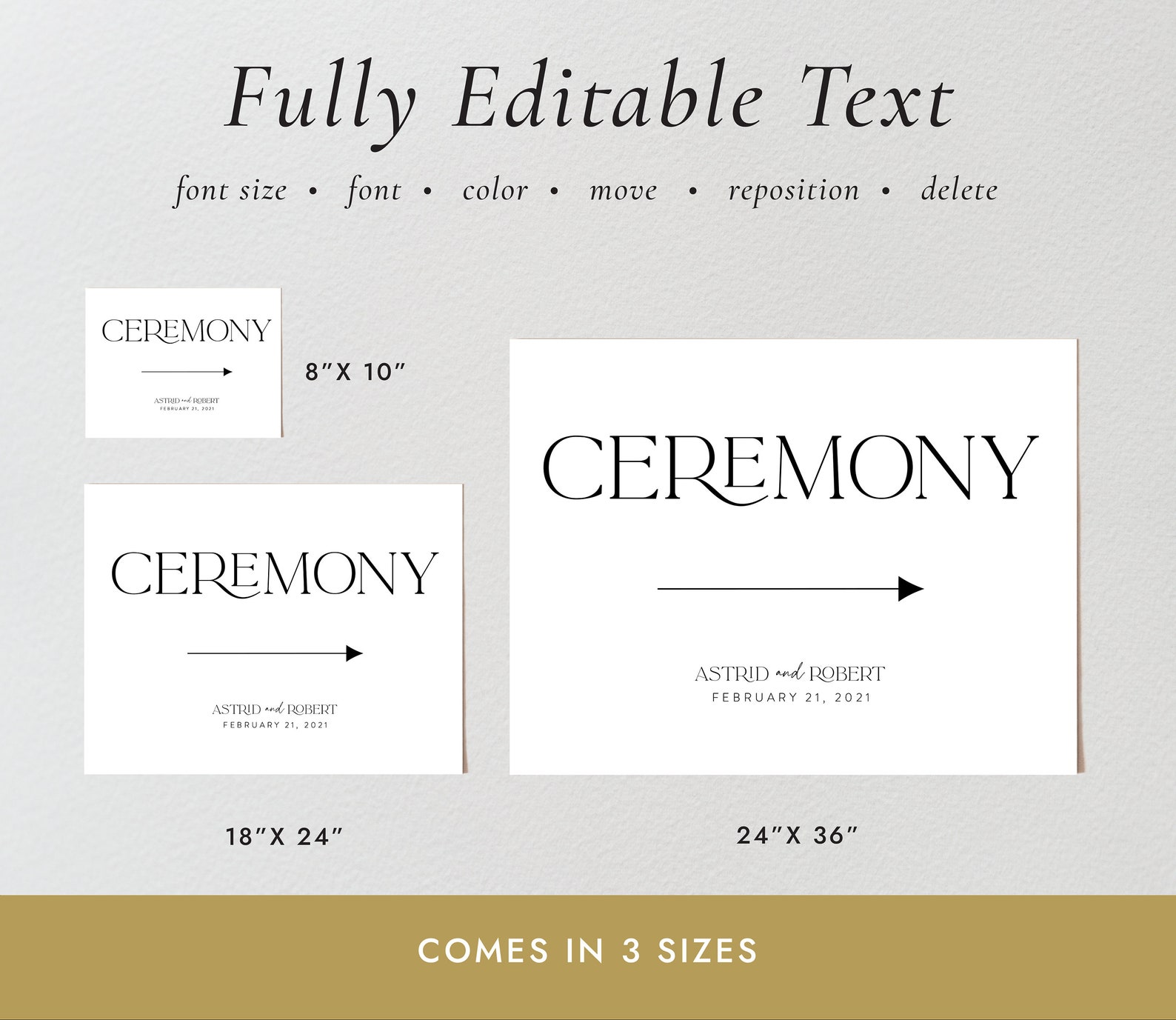 Ceremony This Way Sign Modern Luxe Wedding Ceremony Sign | Etsy