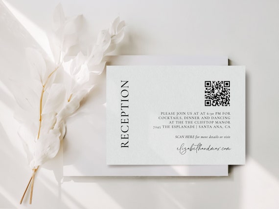 Modern Reception Insert With QR Code Bold Luxe Reception - Etsy