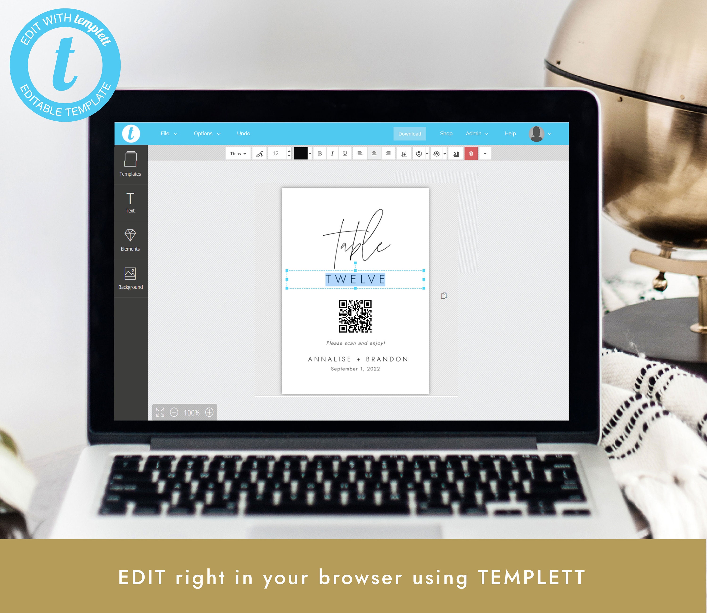 Modern Table Numbers With QR Code Printable, Link Guests to Photos or ...