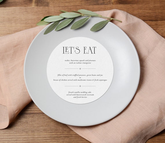 Luxury Round Menu Let's Eat Menu Circular Menu Unique - Etsy