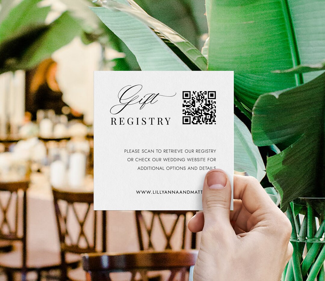 Square Registry Card Insert QR Code Bold and Beautiful - Etsy