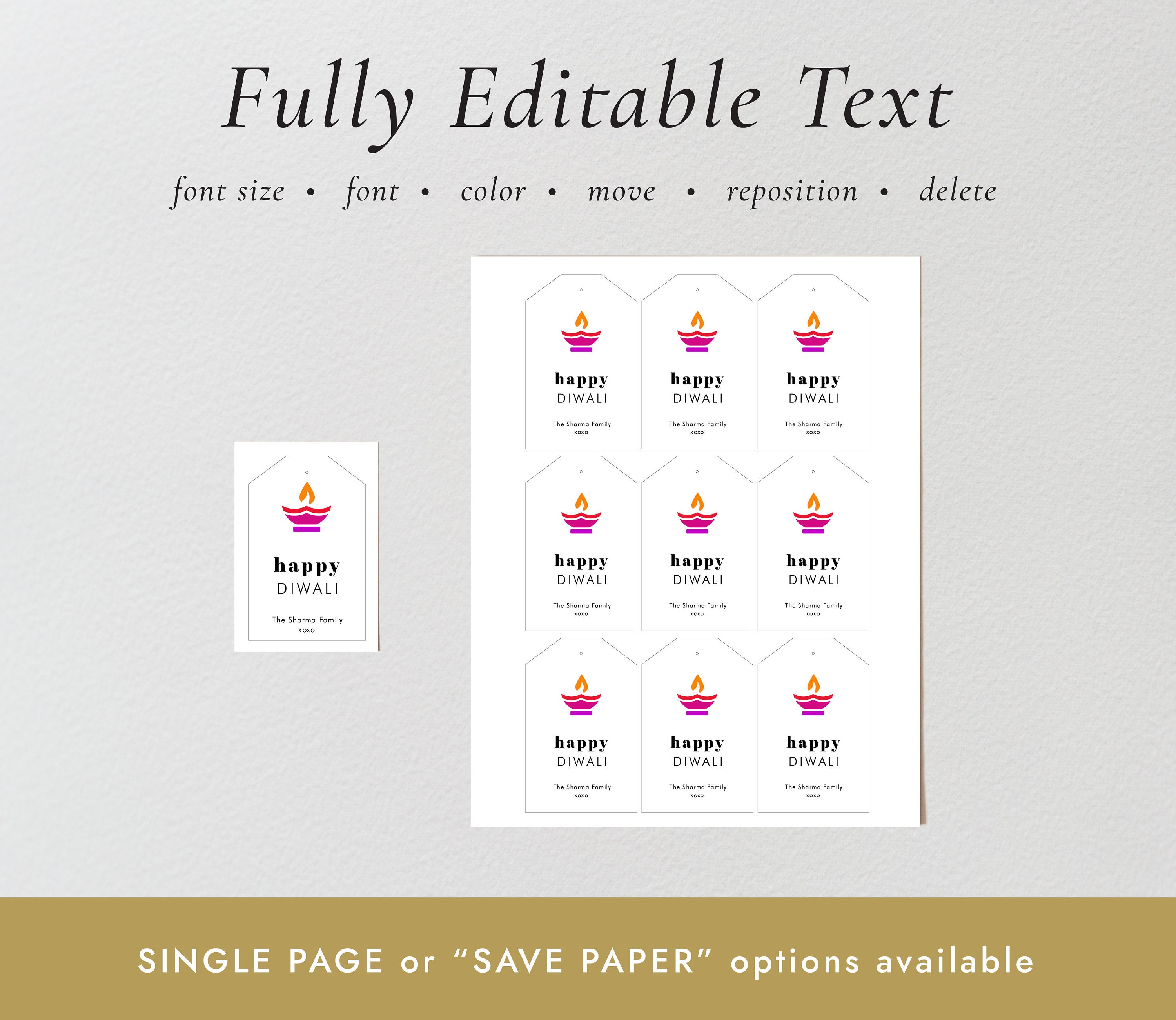 Buy Diwali Gift Tags, Editable Deepawali Gift Tags, Indian Festival of ...