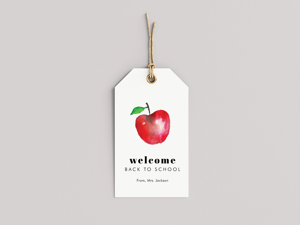 Back to School Gift Tag, Teacher's Apple Tag, First Day of School Tag ...