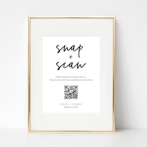 Modern Snap and Scan With QR Code Printable, Guest Photo Sharing, Oh ...