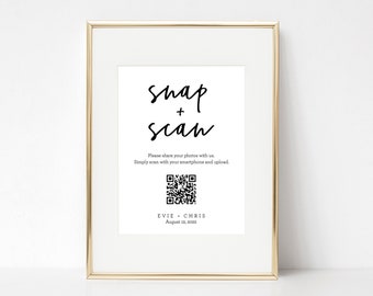 Minimalist Snap and Scan With QR Code Printable Guest Photo | Etsy