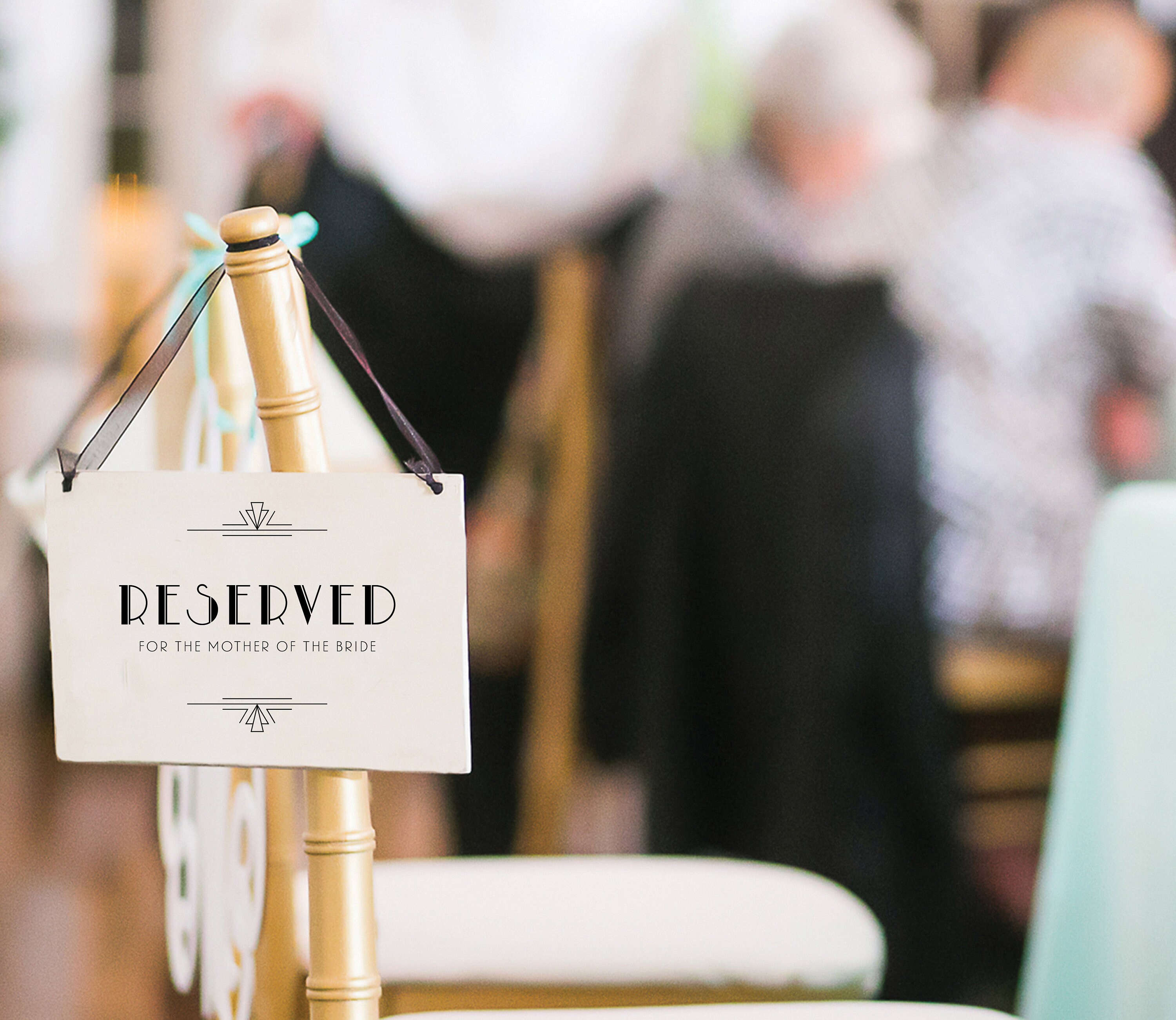 Art Deco Reserved Chair Sign Template Gatsby Wedding Reserved | Etsy