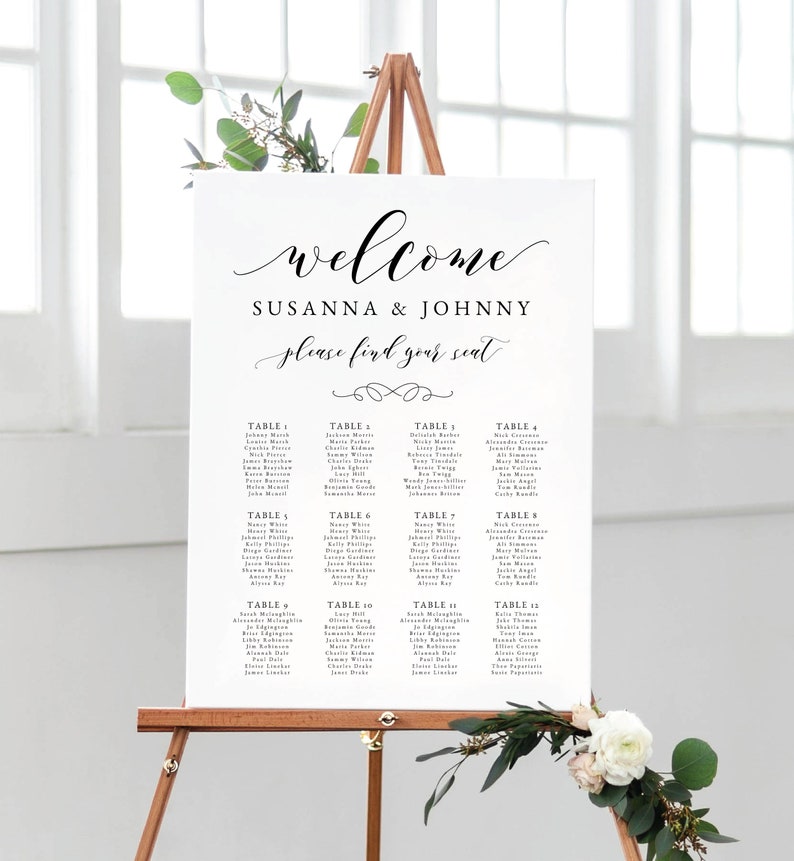 Welcome Seating Chart Table Allocation Printable Seating - Etsy Australia